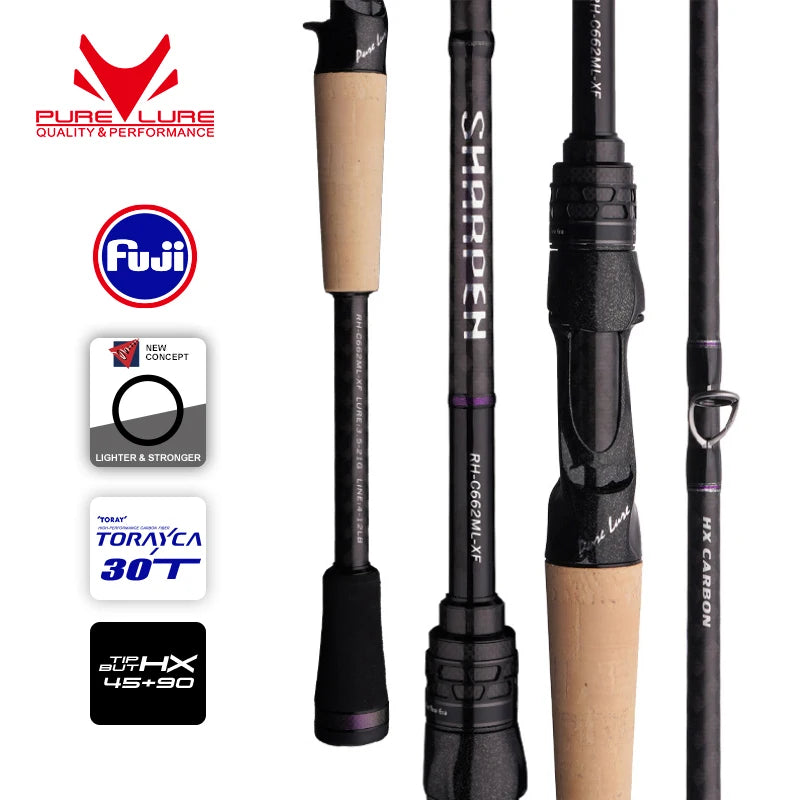 PureLure SHARPEN Spinning/Casting Rod XF/MF Action 2PC 1.95m-2.78m ...